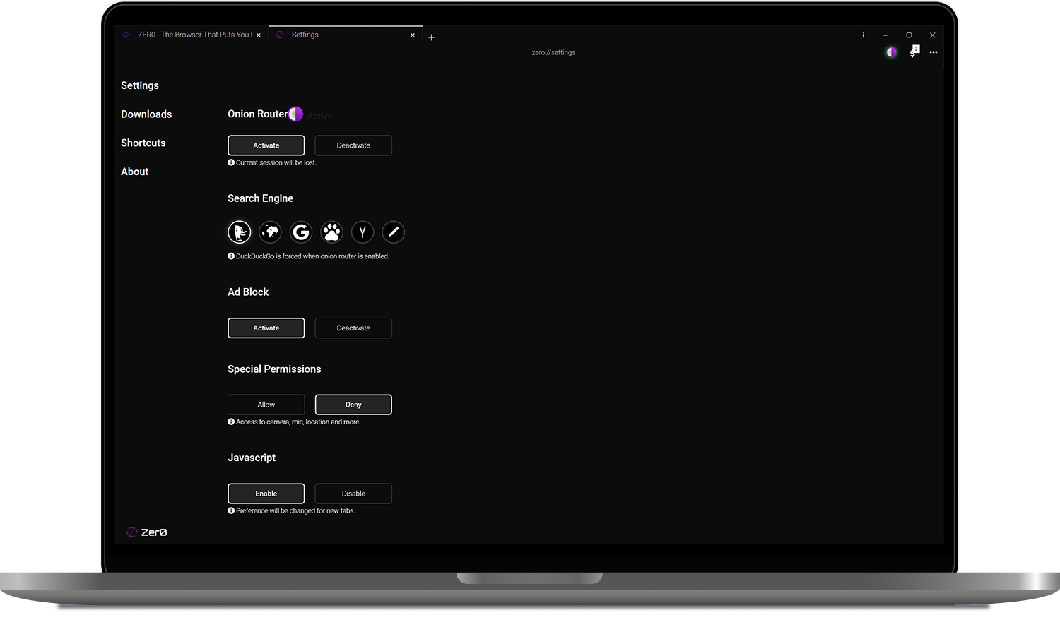 ZER0 - Browser That Puts You First